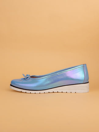Alberto Torresi Blue Synthetic Ballet Flats With And Tpr Platform Sole