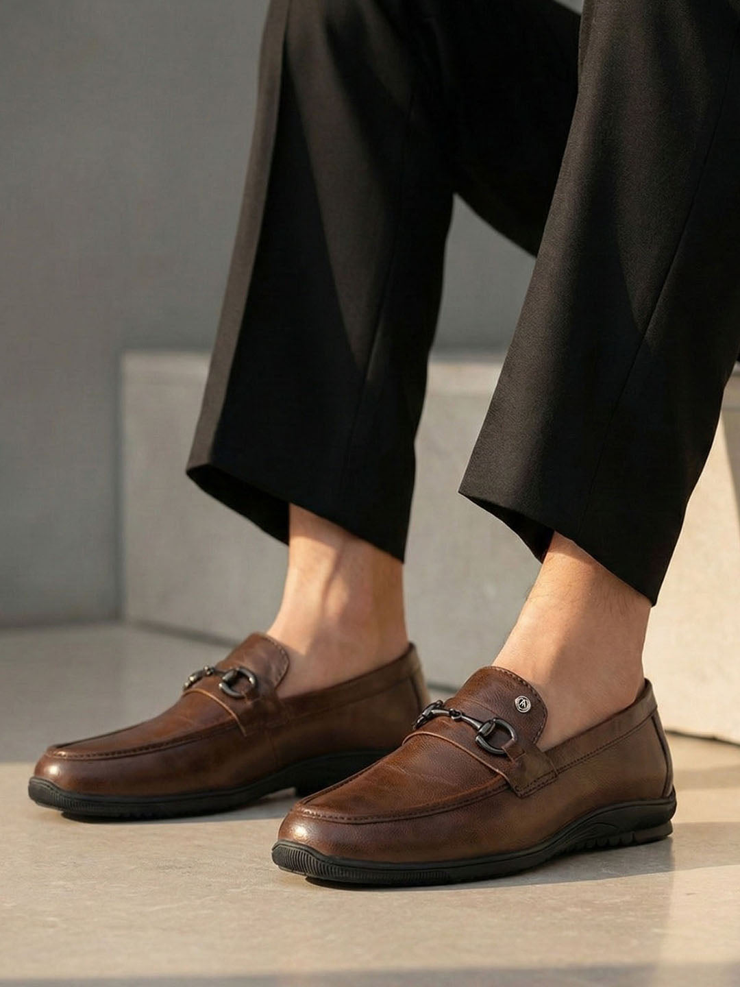Alberto Torresi Brown Round Loafers for Men