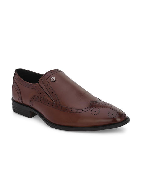 Genuine Leather Brogue Slip On Shoes – Alberto Torresi
